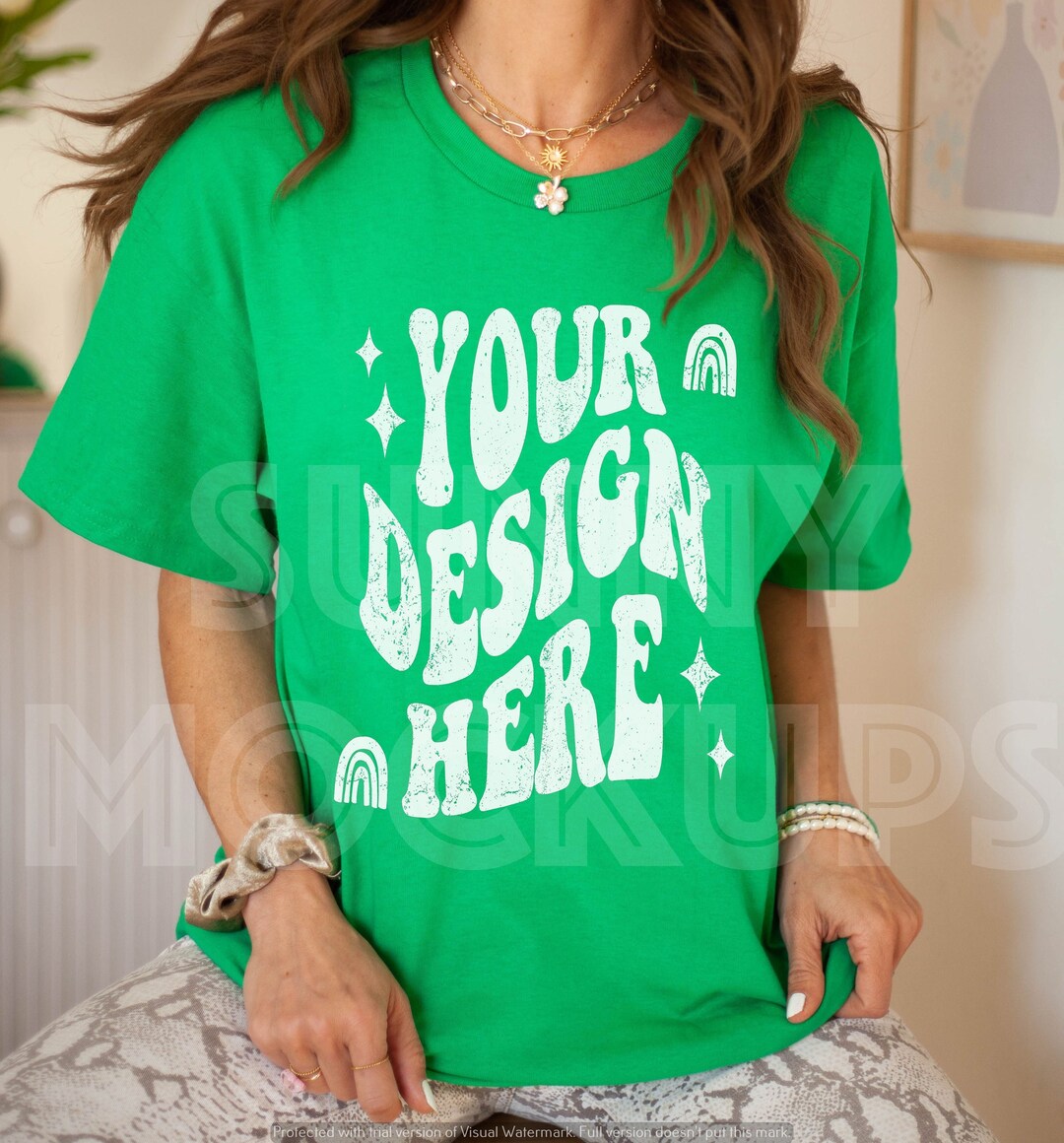 ST. PATRICKS DAY Green T-shirt Mockup, Gildan 5000 Irish Green Mockup ...