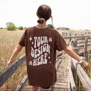 Oversized Brown Tshirt Back Mockup, Bella Canvas 3001 Brown Back Mockup, Brown Tshirt Back ...
