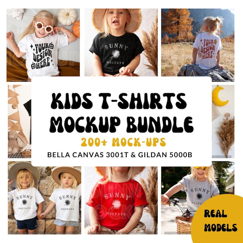 KIDS T-SHIRTS Mockup BUNDLE | Bella Canvas 3001t Mockup Bundle, Gildan ...