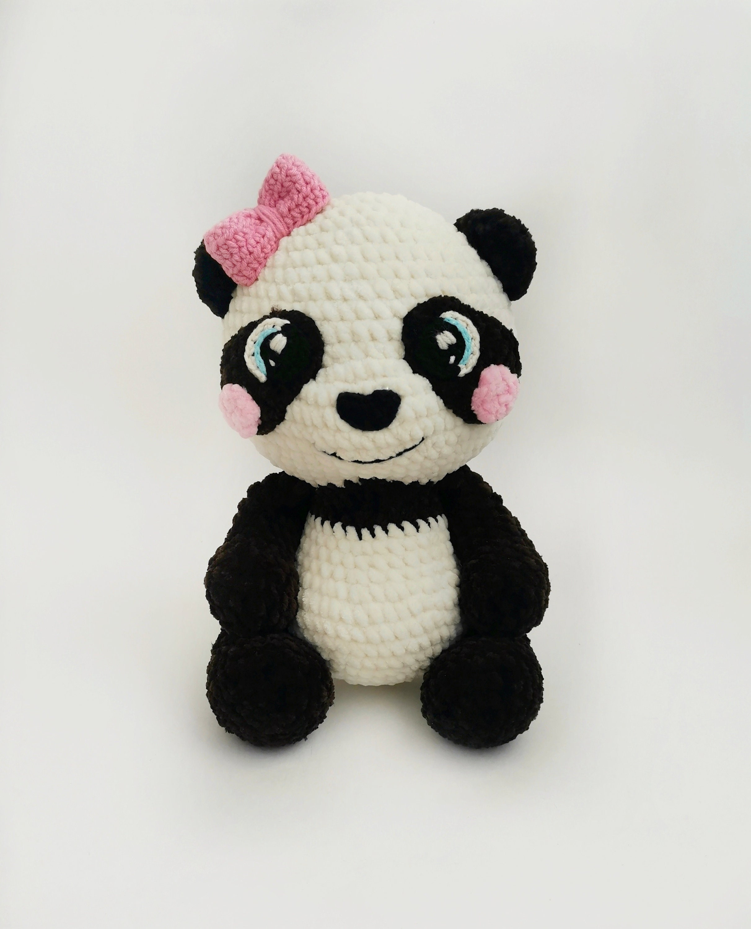 Cute stuffed toy panda with pink bow Baby Panda Plush Toy | Etsy