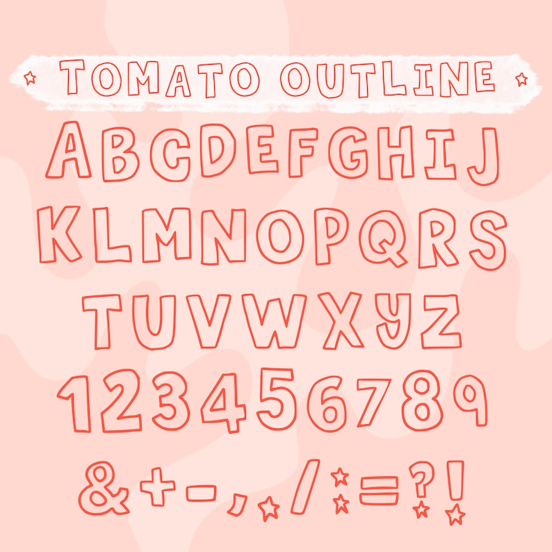 TOMATO FONT PACK (regular & Outline) Instant Download - Etsy