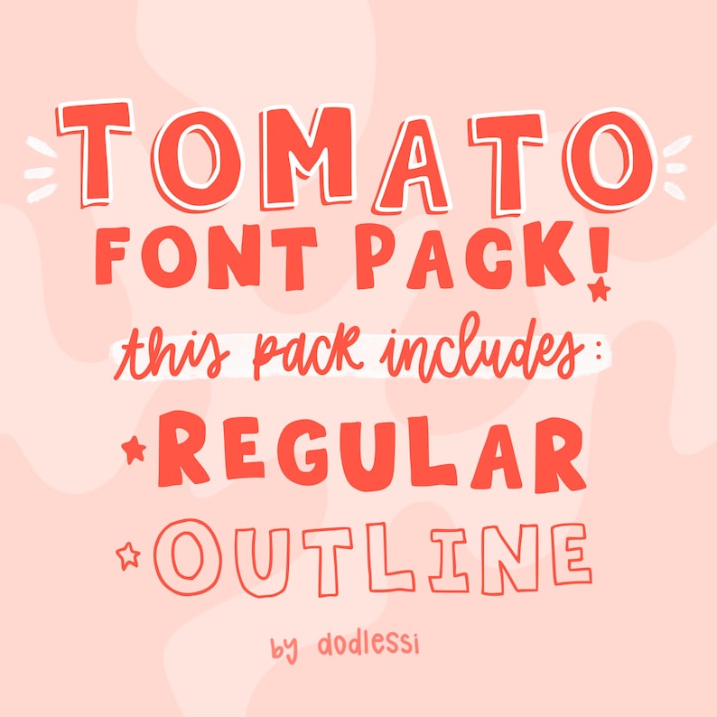TOMATO FONT PACK (regular & Outline) Instant Download - Etsy