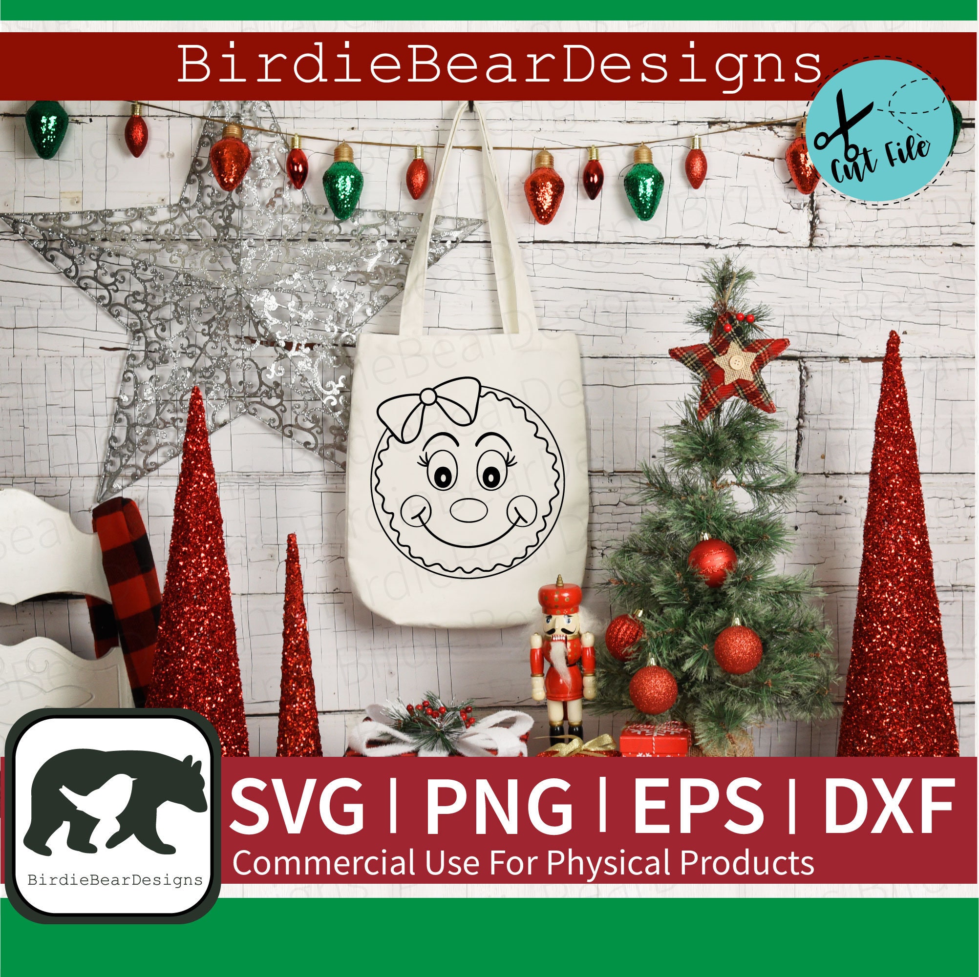 Gingerbread Face SVG Girl Gingerbread Svg Christmas Cookie - Etsy