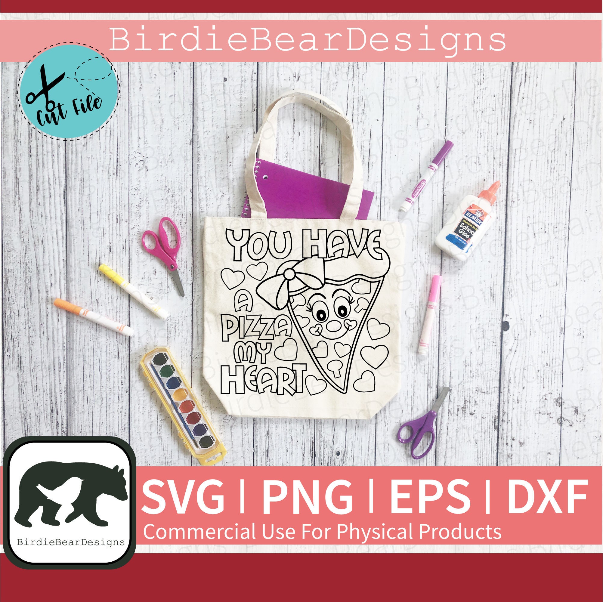 Pizza My Heart SVG Valentines Coloring Svg Pizza Valentine | Etsy