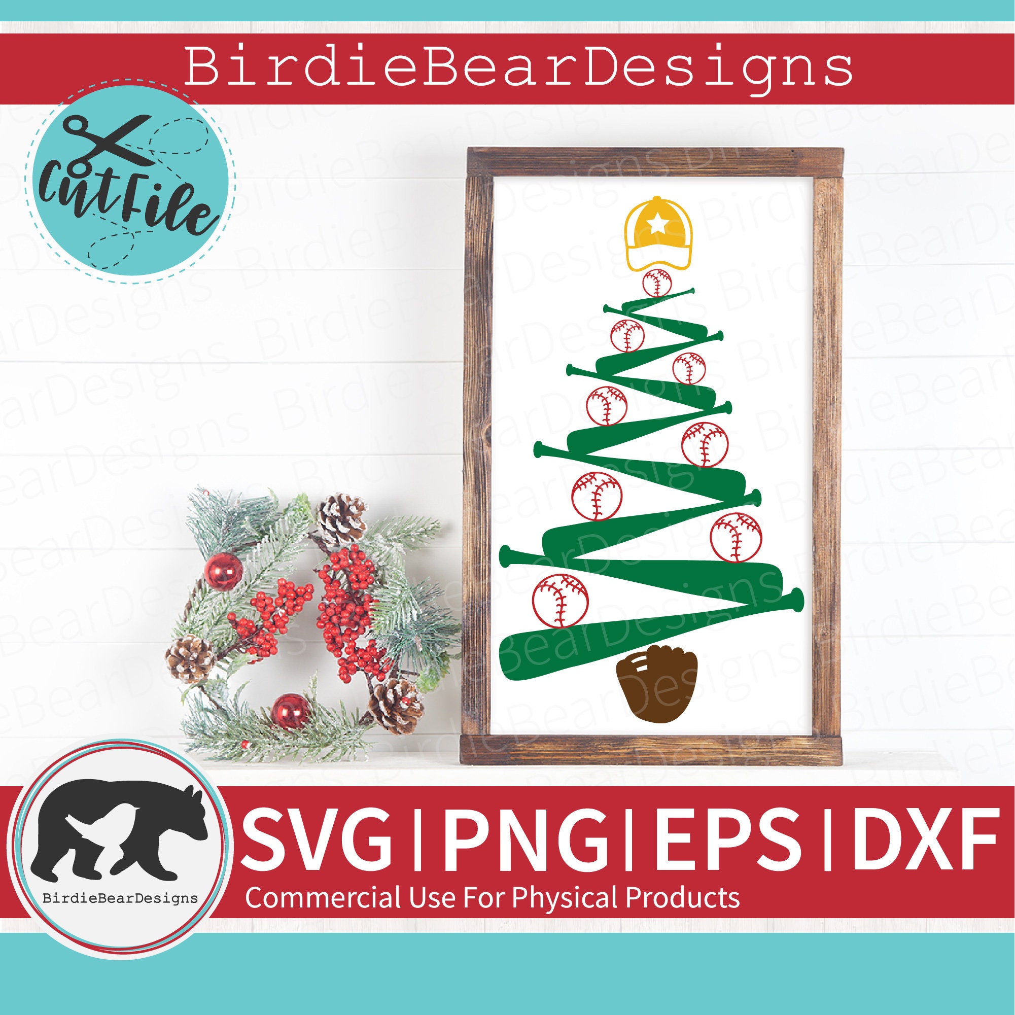 Baseball Christmas SVG Baseball Christmas Tree Svg Baseball - Etsy