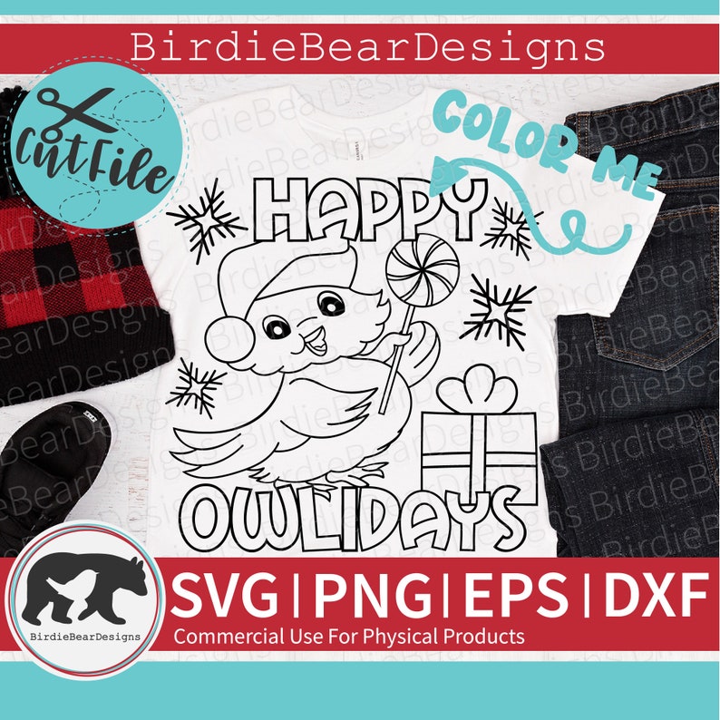 Christmas Coloring Svg, Christmas Owl Svg, Coloring Shirt Svg, Girls ...