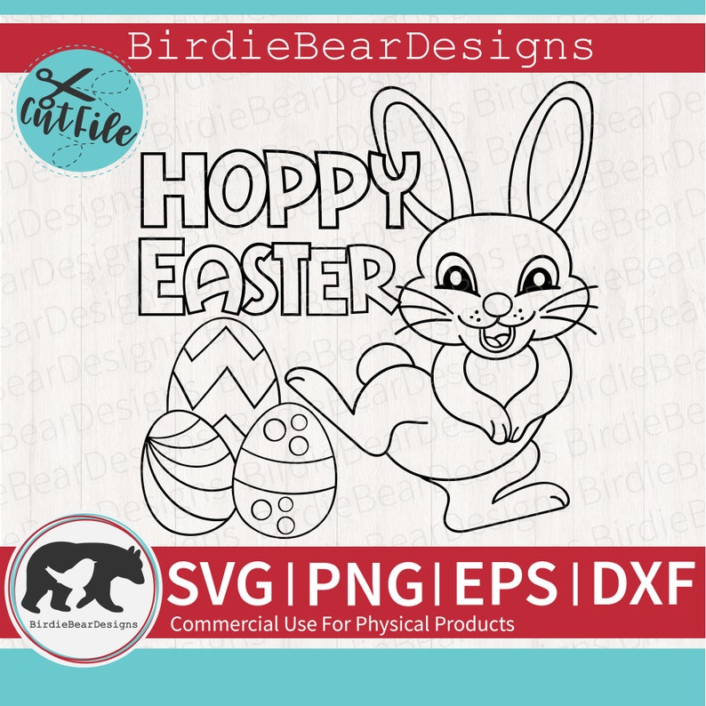 Hoppy Easter SVG, Easter Coloring Svg, Easter Bunny Coloring Svg, Kids ...
