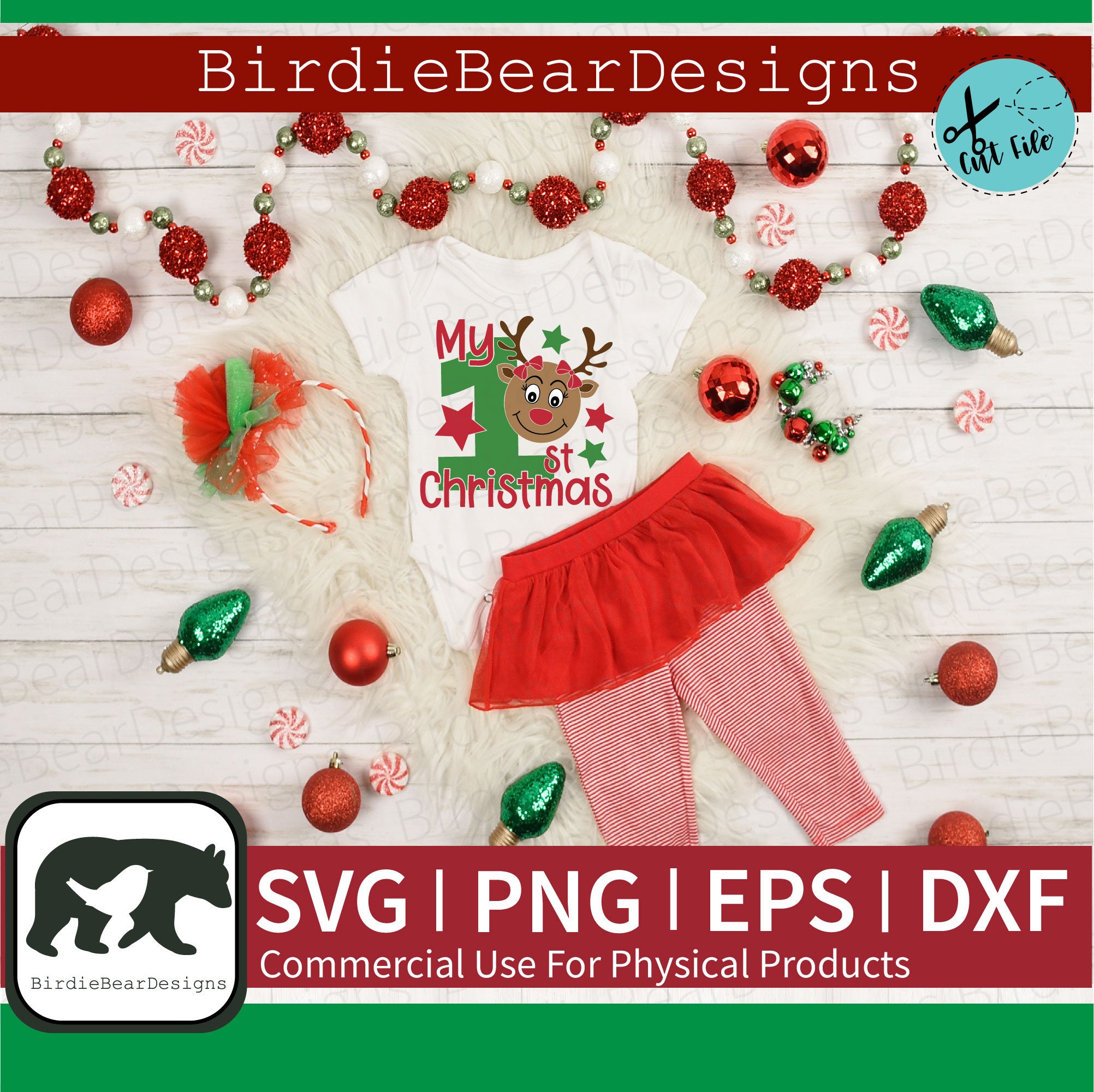 My First Christmas SVG Girl Reindeer Svg My 1st Christmas | Etsy