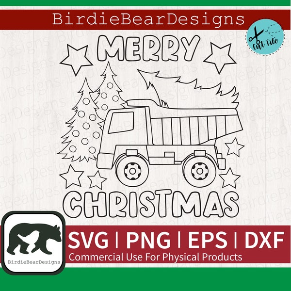 Christmas Dump Truck Coloring Page