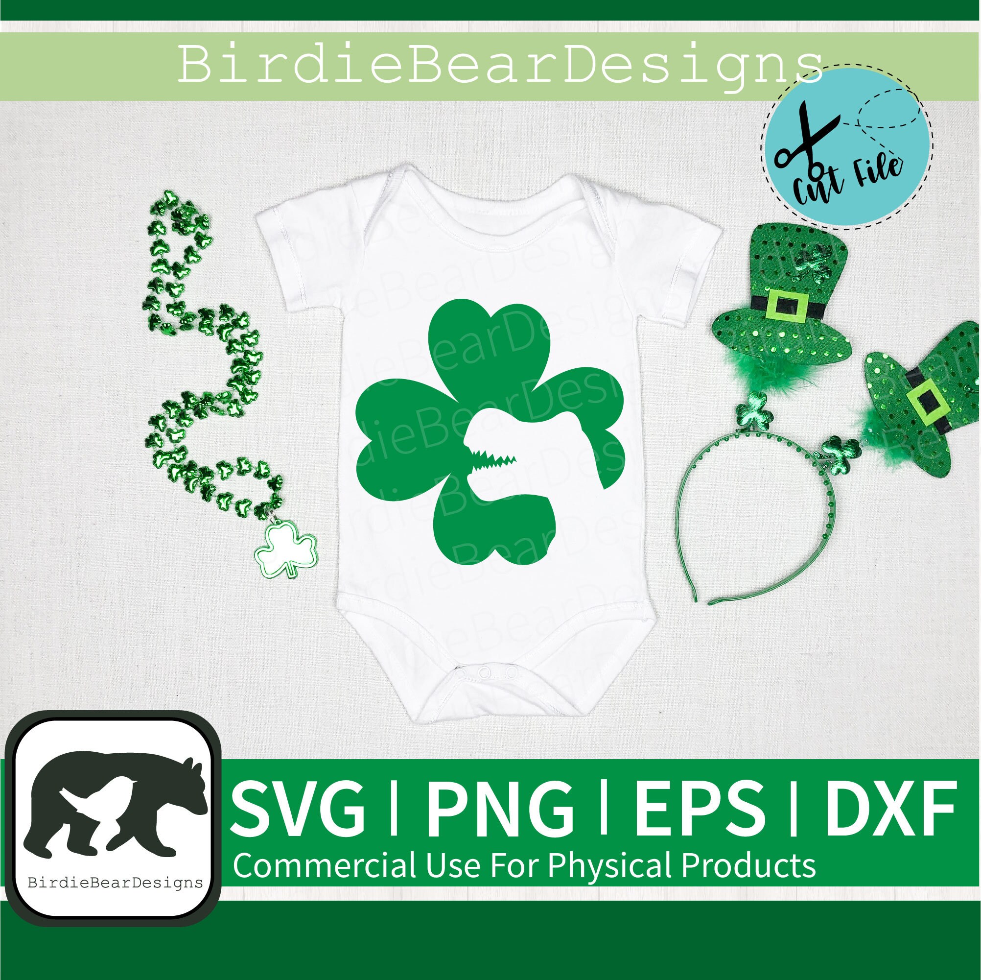 Dinosaur Shamrock SVG St Patricks Day Dinosaur Svg Dino | Etsy