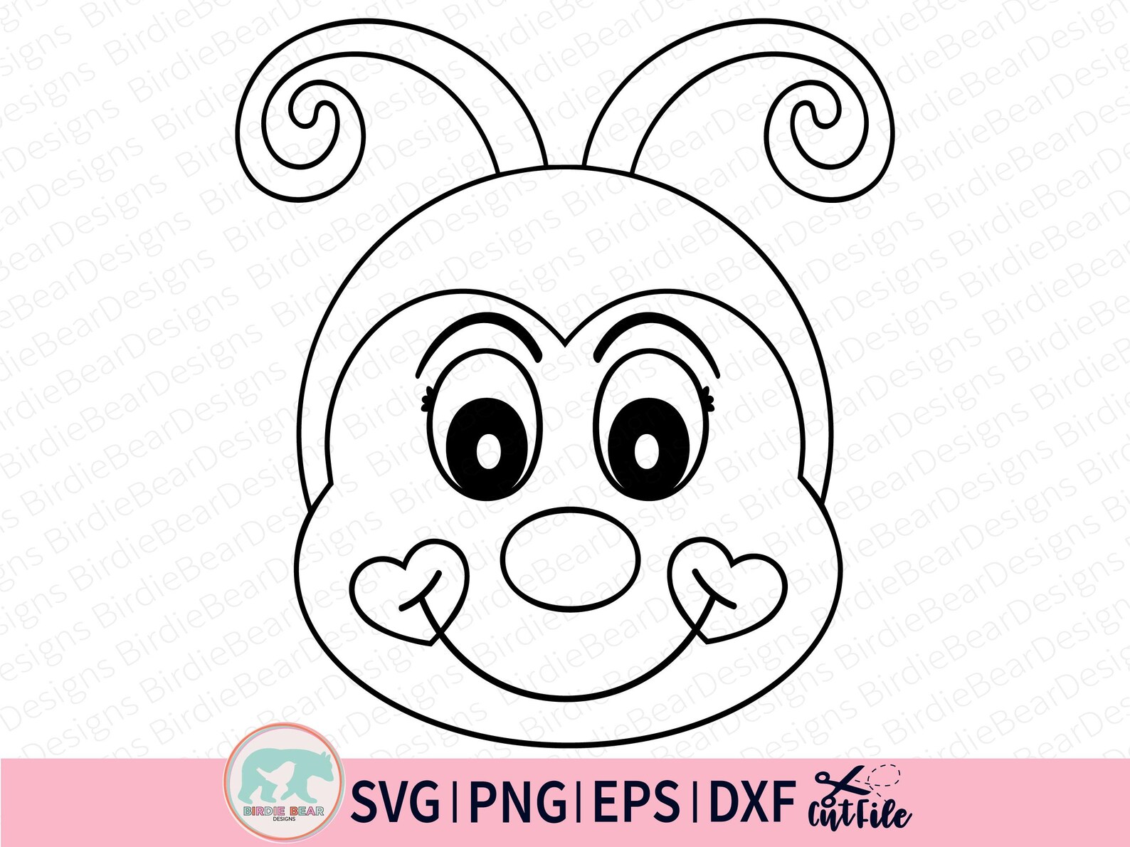 Love Bug Svg, Ladybug Face Svg, Valentine Coloring Svg, Valentine ...