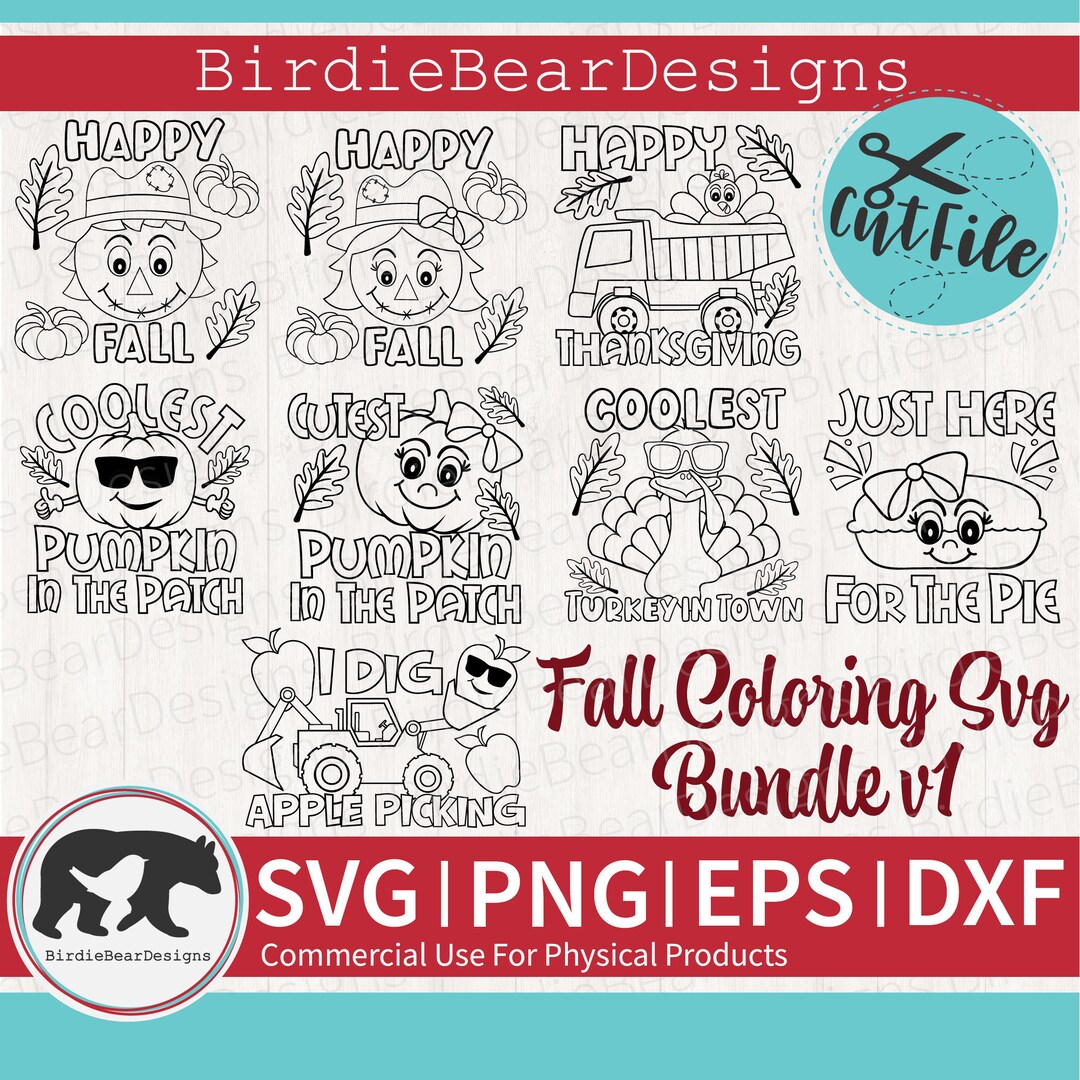 Fall Coloring Svg, Thanksgiving Coloring Svg, Coloring Shirt Svg ...