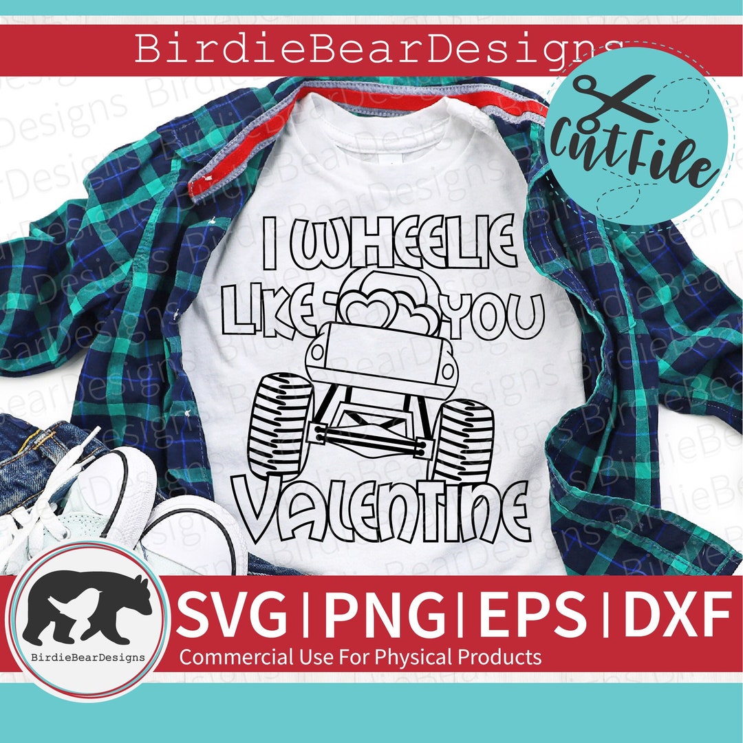 Valentines Day Coloring Svg, Valentine Monster Truck Svg, I Wheelie ...