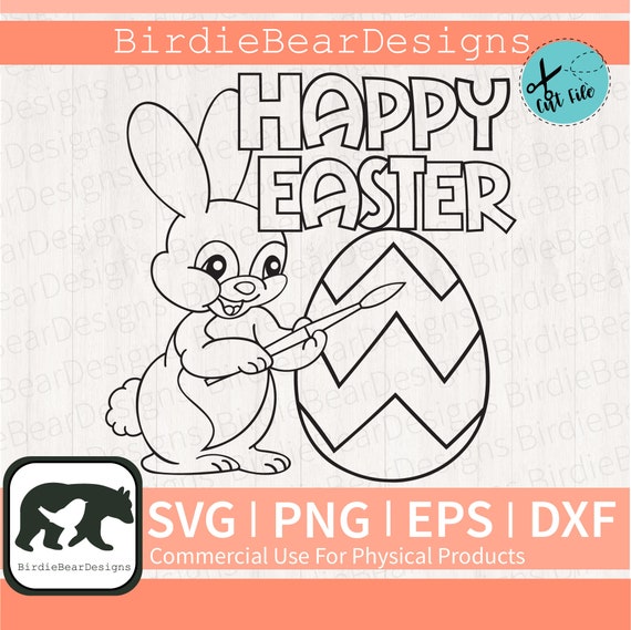 Happy Easter SVG Easter Coloring Svg Kids Easter Svg Easter - Etsy