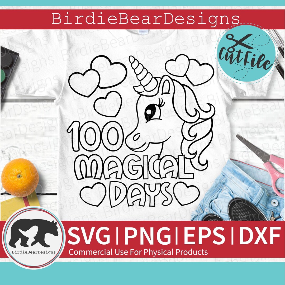 100 Magical Days Svg, Unicorn 100 Days of School Svg, 100 Days of ...