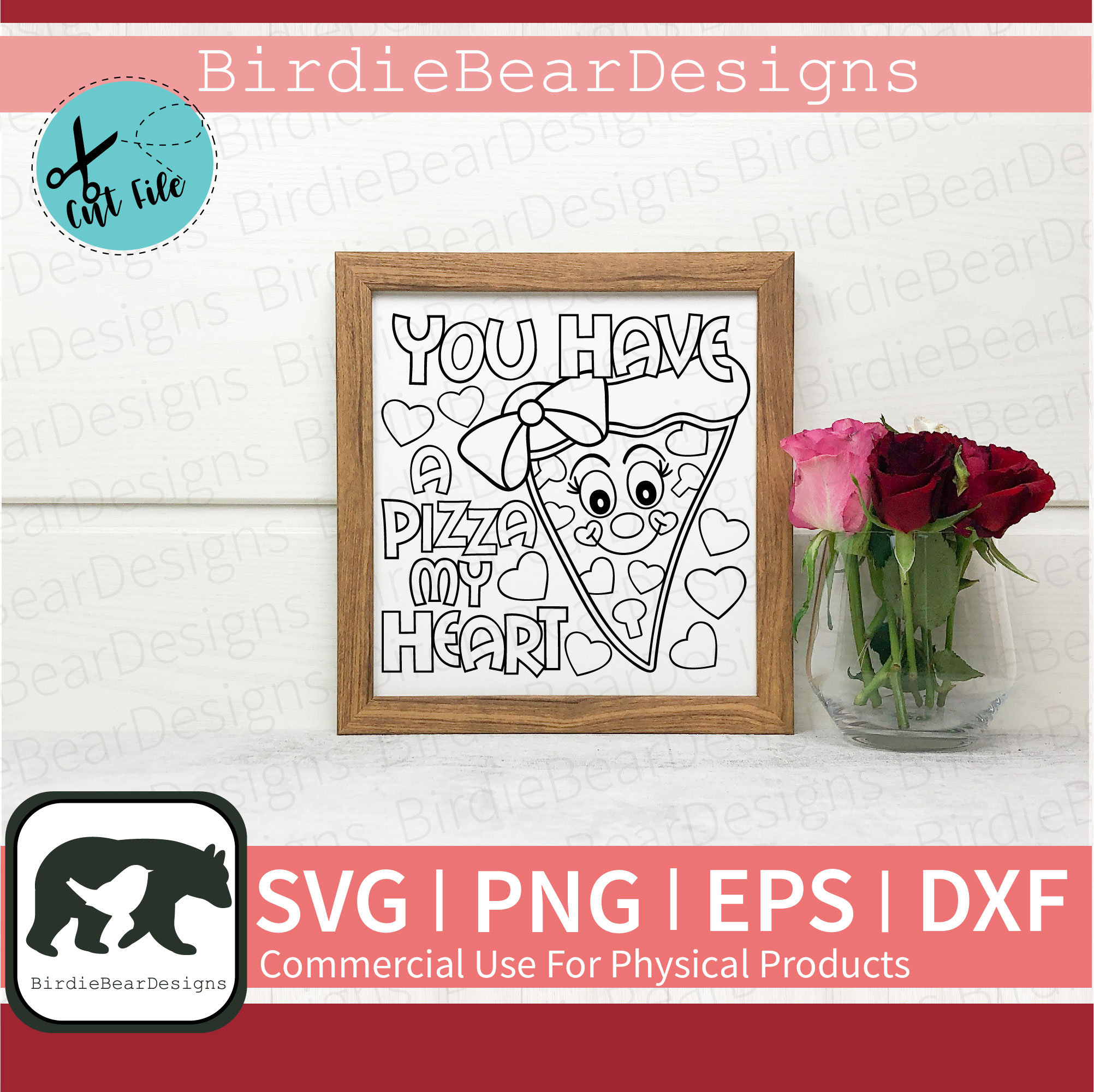 Pizza My Heart SVG Valentines Coloring Svg Pizza Valentine | Etsy