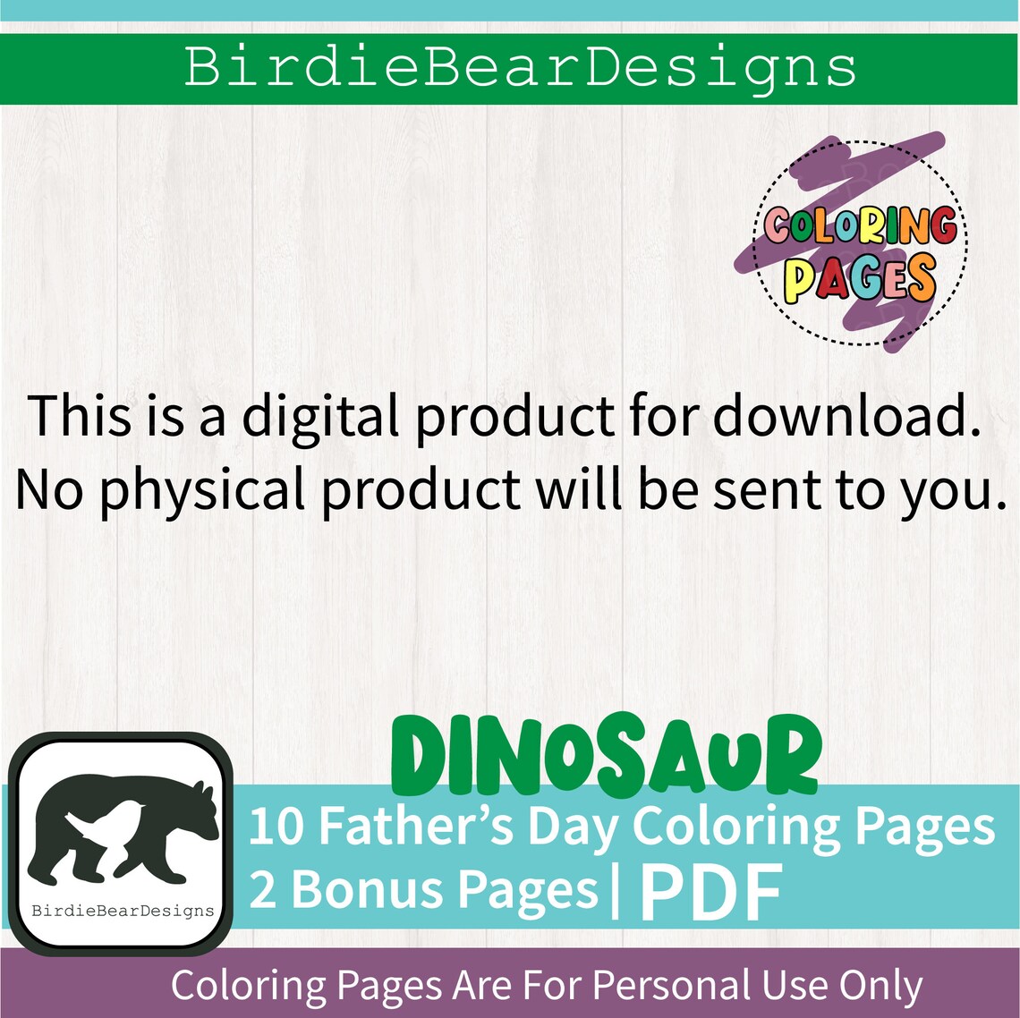 Fathers Day Coloring Pages Dinosaur Coloring Page Dad - Etsy Canada