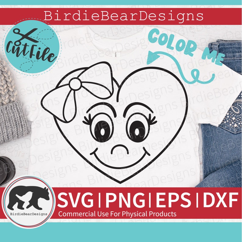 Valentines Day Coloring Svg Heart Face Svg Heart Outline - Etsy