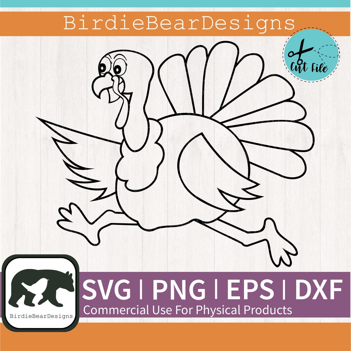 Turkey Outline SVG Turkey Svg Coloring Svg Running | Etsy