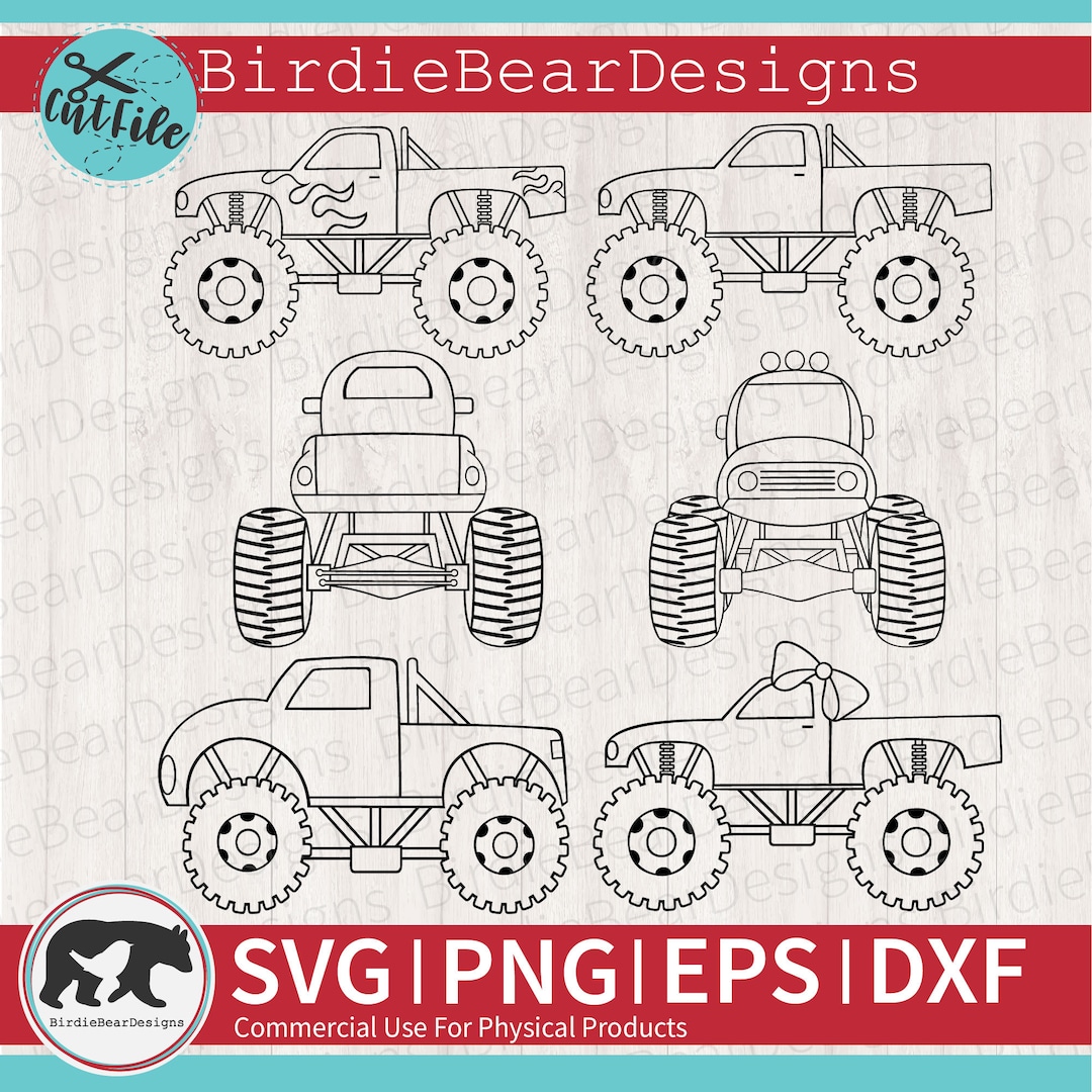 Monster Truck Svg, Monster Truck Coloring Svg, Monster Truck Outline ...