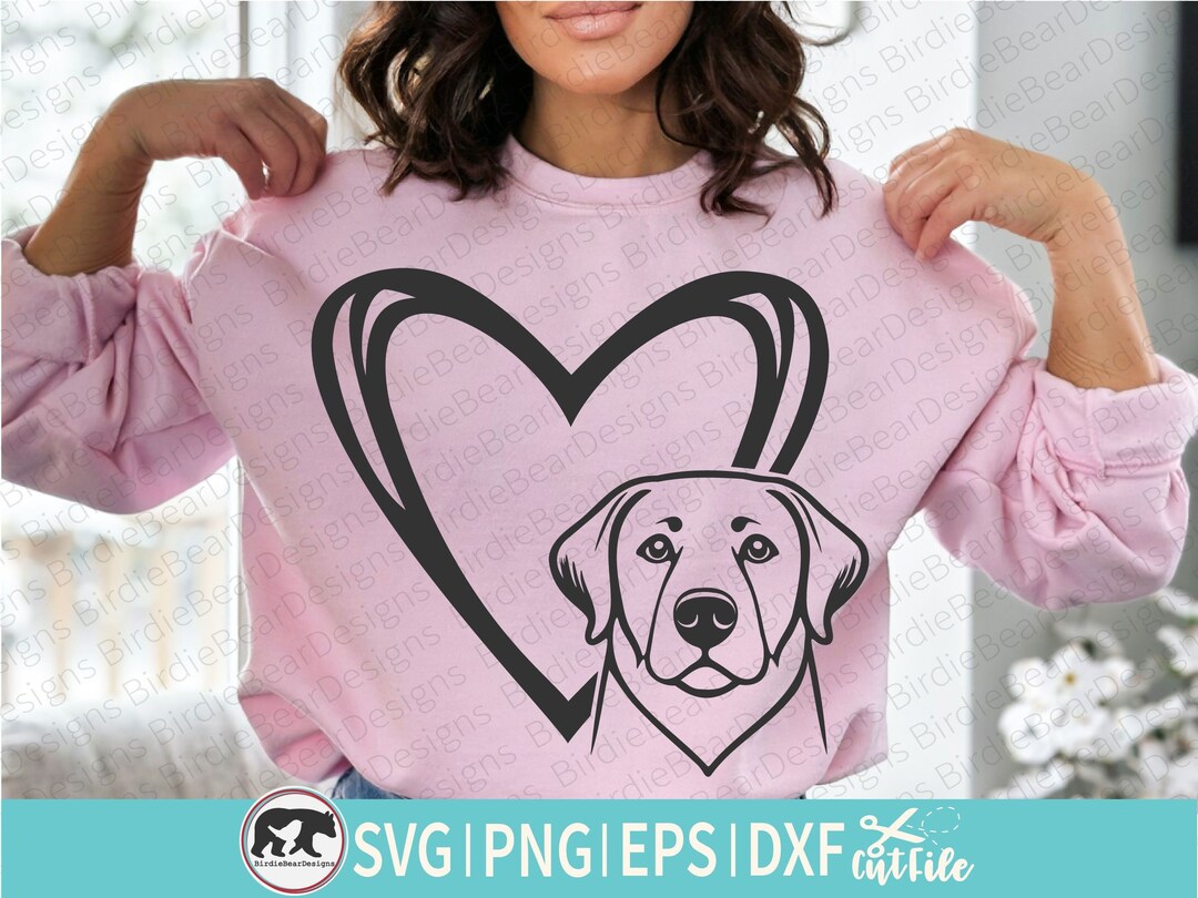 Labrador Svg, Heart Svg, Dog Head Outline Svg, Dog Clipart, Labrador ...