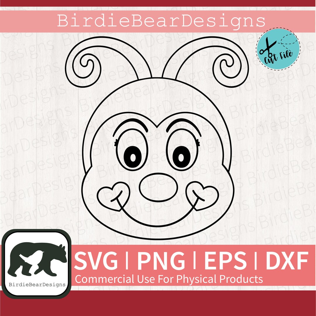Love Bug Svg Ladybug Face Svg Valentine Coloring Svg - Etsy