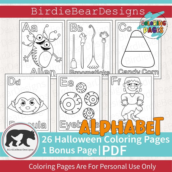 Halloween Coloring Pages Alphabet Coloring Pages Halloween - Etsy