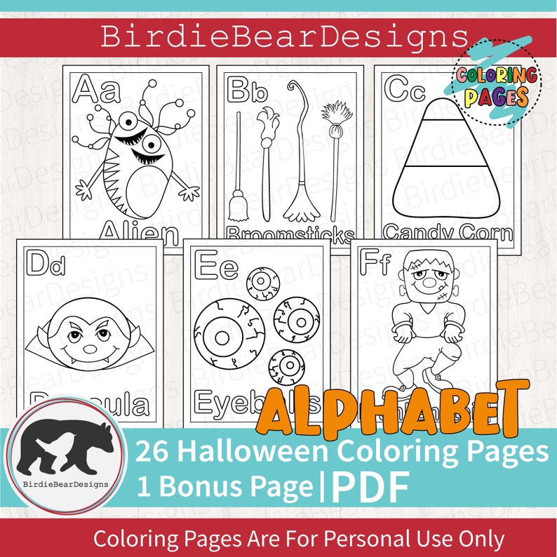 Halloween Coloring Pages Alphabet Coloring Pages Halloween - Etsy