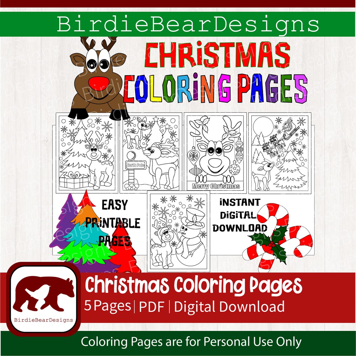 Christmas Coloring Pages - Christmas Coloring Book - Reindeer Coloring ...