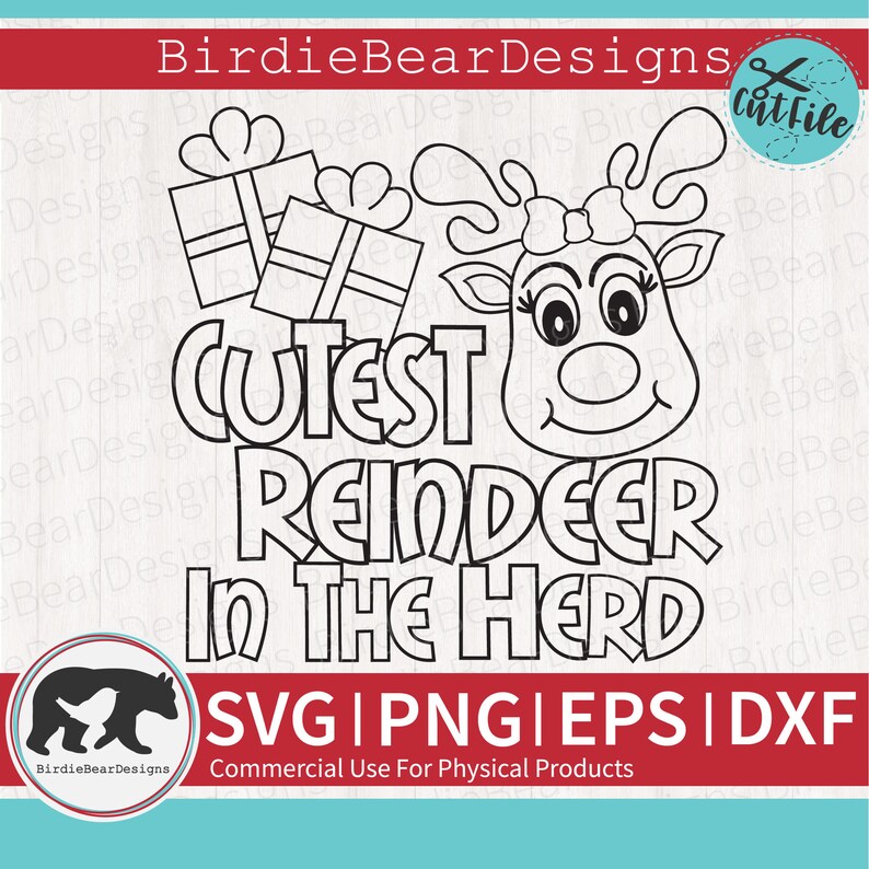 Cutest Reindeer Svg, Christmas Coloring Svg, Reindeer Face Svg, Cute ...