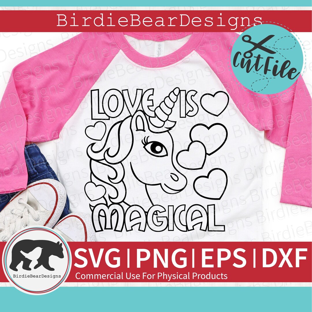 Love is Magical Svg, Valentines Day Coloring Svg, Valentine Unicorn Svg ...