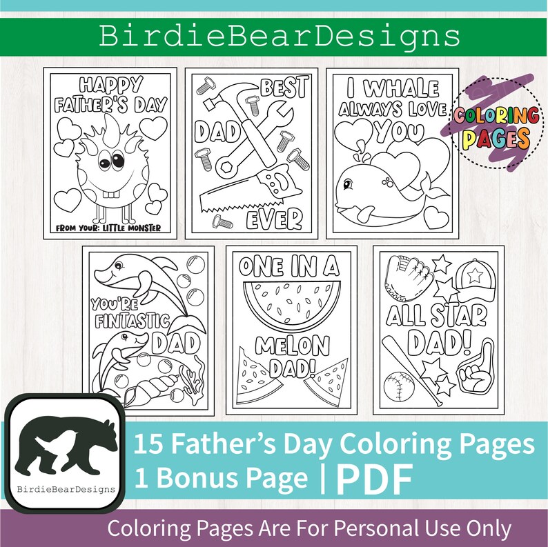 Fathers Day Coloring Pages Fathers Day Coloring Book - Etsy