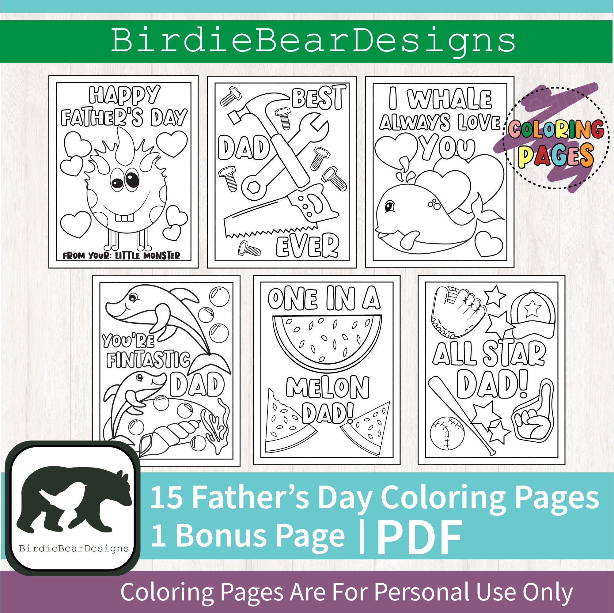 Fathers Day Coloring Pages Fathers Day Coloring Book - Etsy