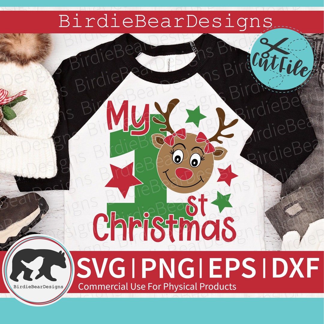My First Christmas SVG Girl Reindeer Svg My 1st Christmas Svg Cute ...