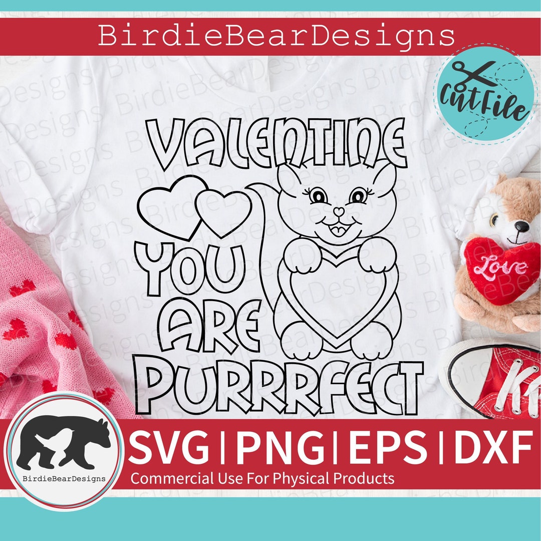 You Are Purrfect SVG Cat Valentine SVG Valentines Coloring Svg Cat ...