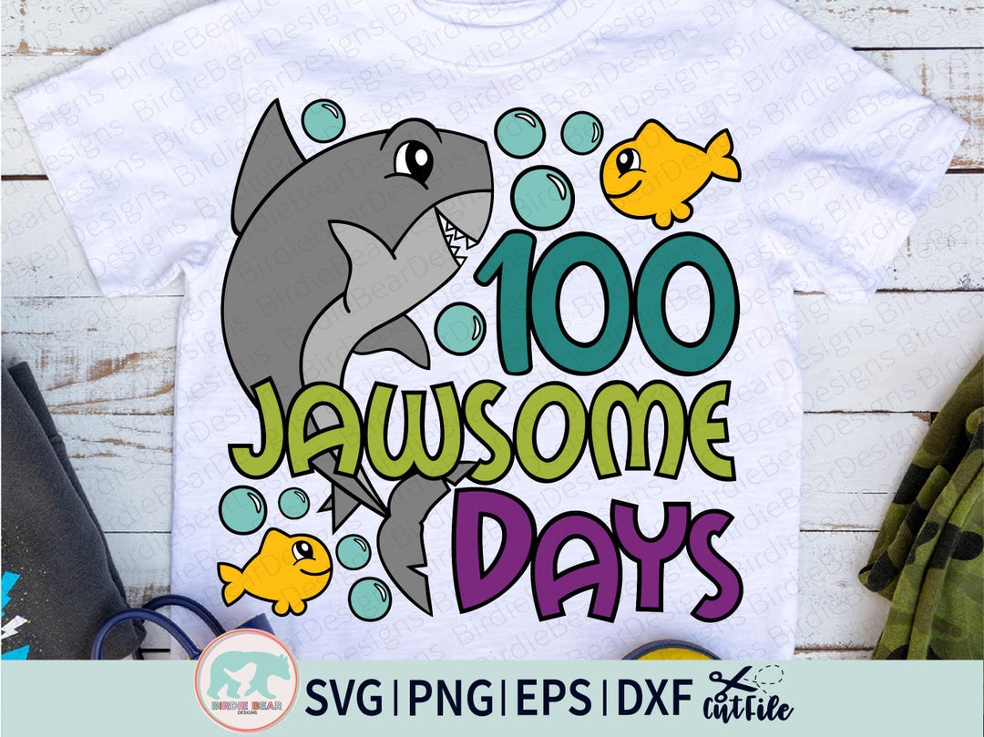 100 Jawsome Days SVG, 100 Days of School Svg, 100 Days Shark Svg, Shark ...