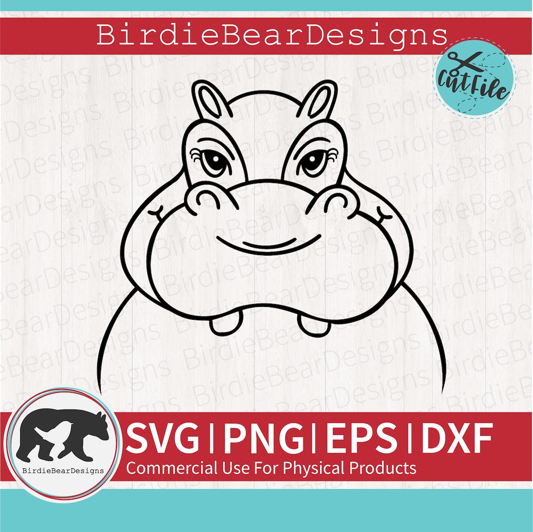 Hippo SVG Cute Hippo Svg Animal Face Svg Animal Outline Svg Hippo Png ...