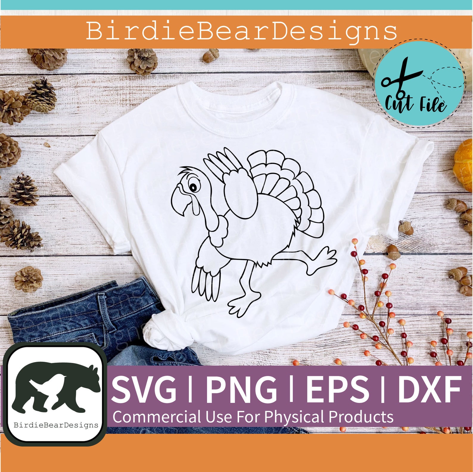 Turkey Outline SVG Turkey Svg Coloring Svg Cute Turkey - Etsy
