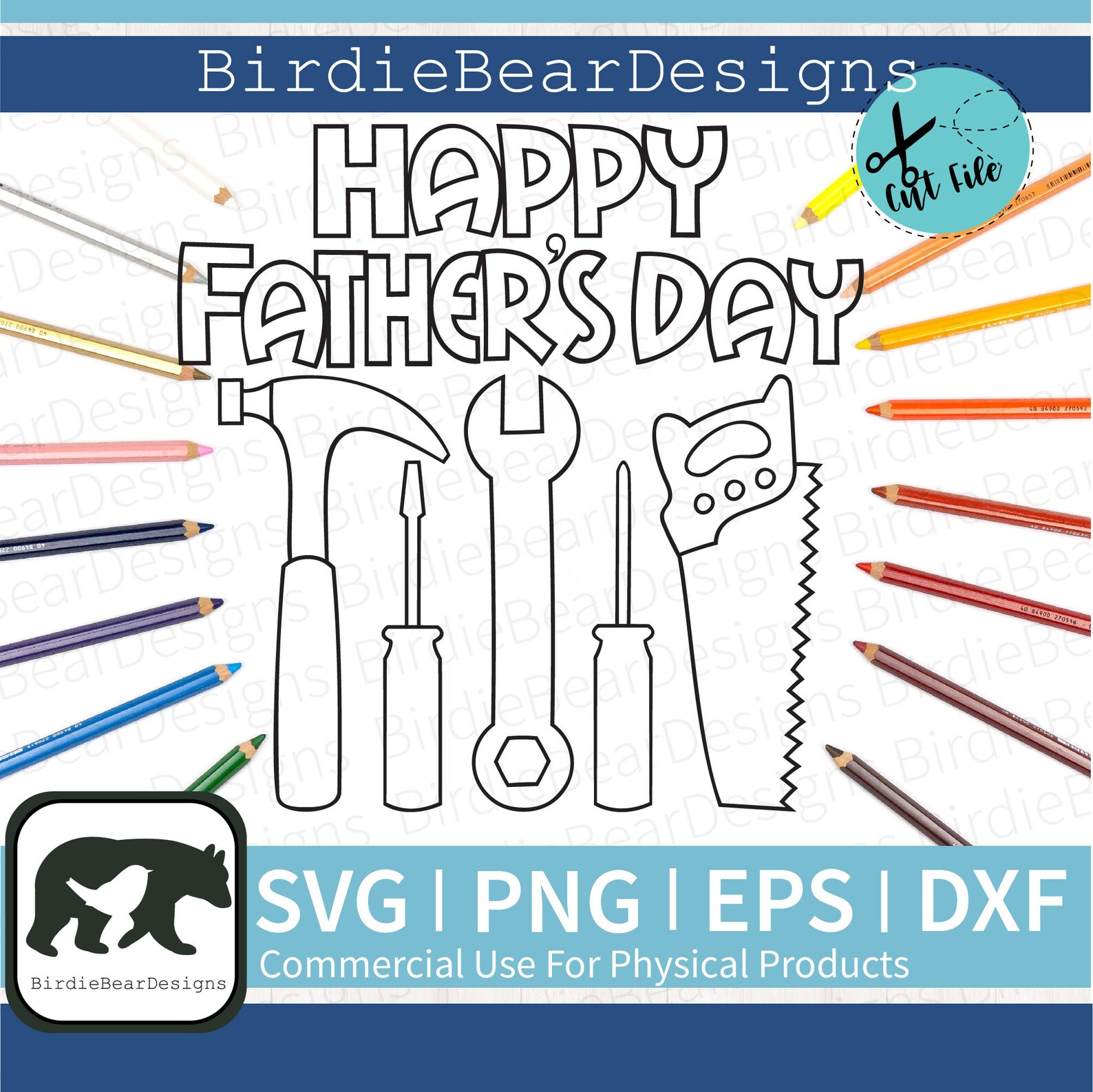 Fathers Day Coloring SVG Tools Svg Happy Fathers Day Svg | Etsy