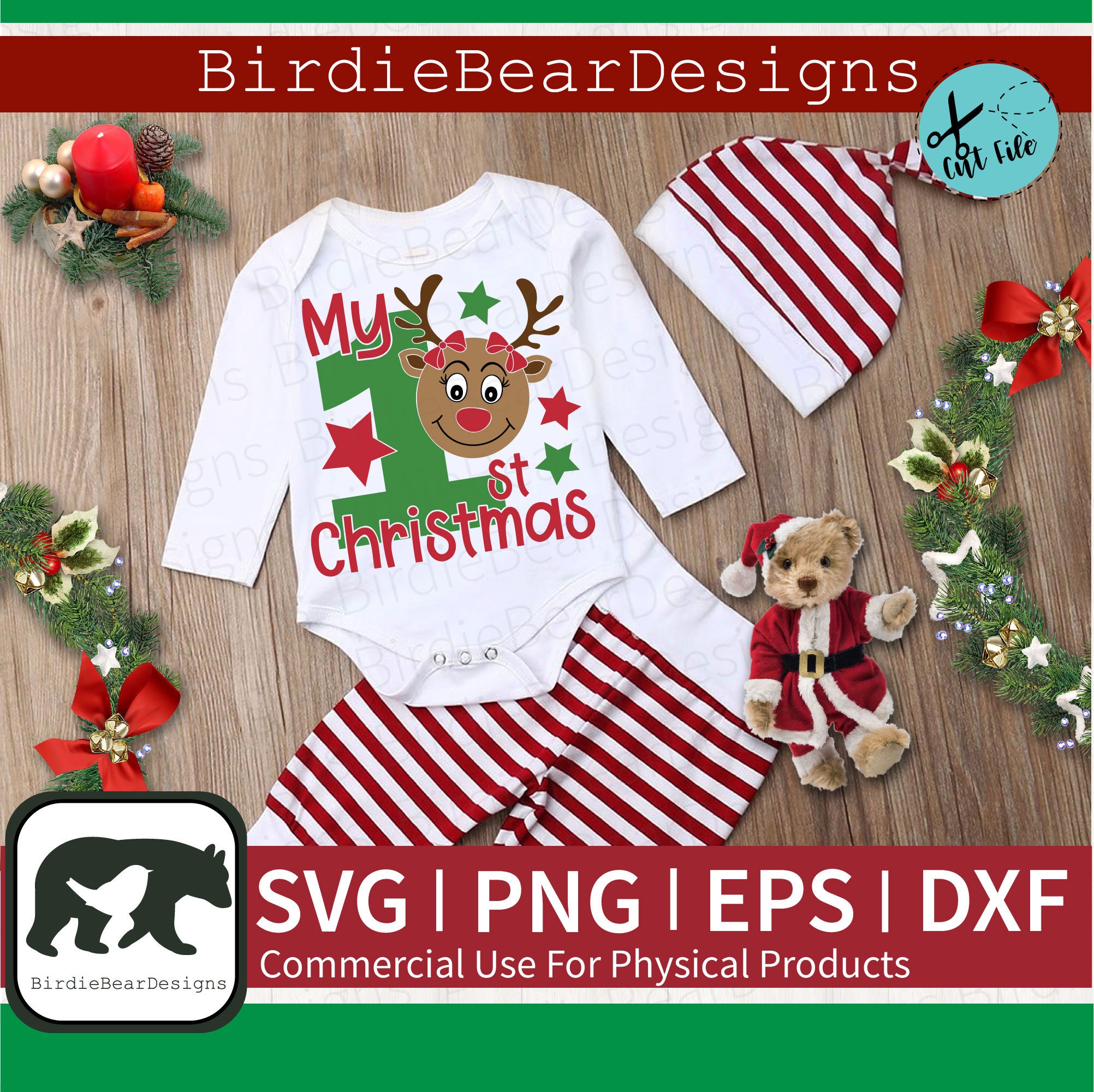 My First Christmas SVG Girl Reindeer Svg My 1st Christmas | Etsy