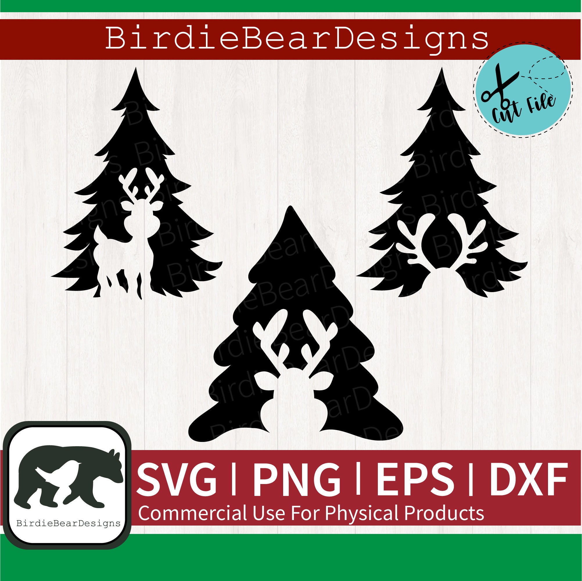 Christmas Tree Silhouette SVG Reindeer Christmas Svg | Etsy