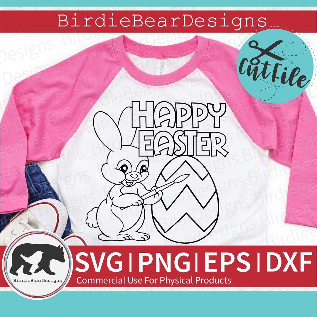 Happy Easter SVG, Easter Coloring Svg, Kids Easter Svg, Easter Bunny ...