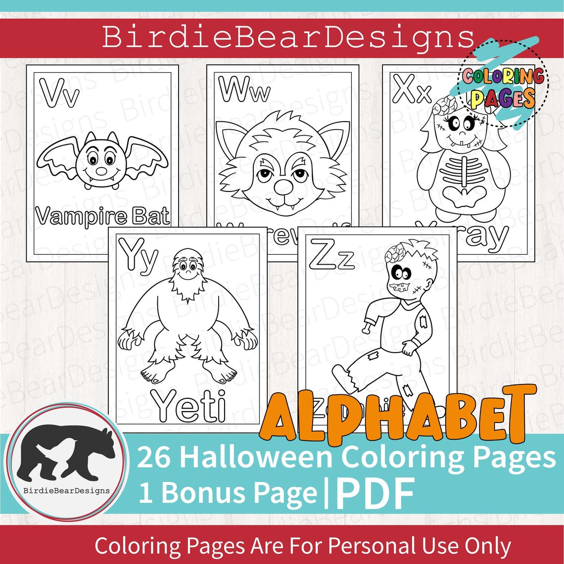 Halloween Coloring Pages Alphabet Coloring Pages Halloween - Etsy
