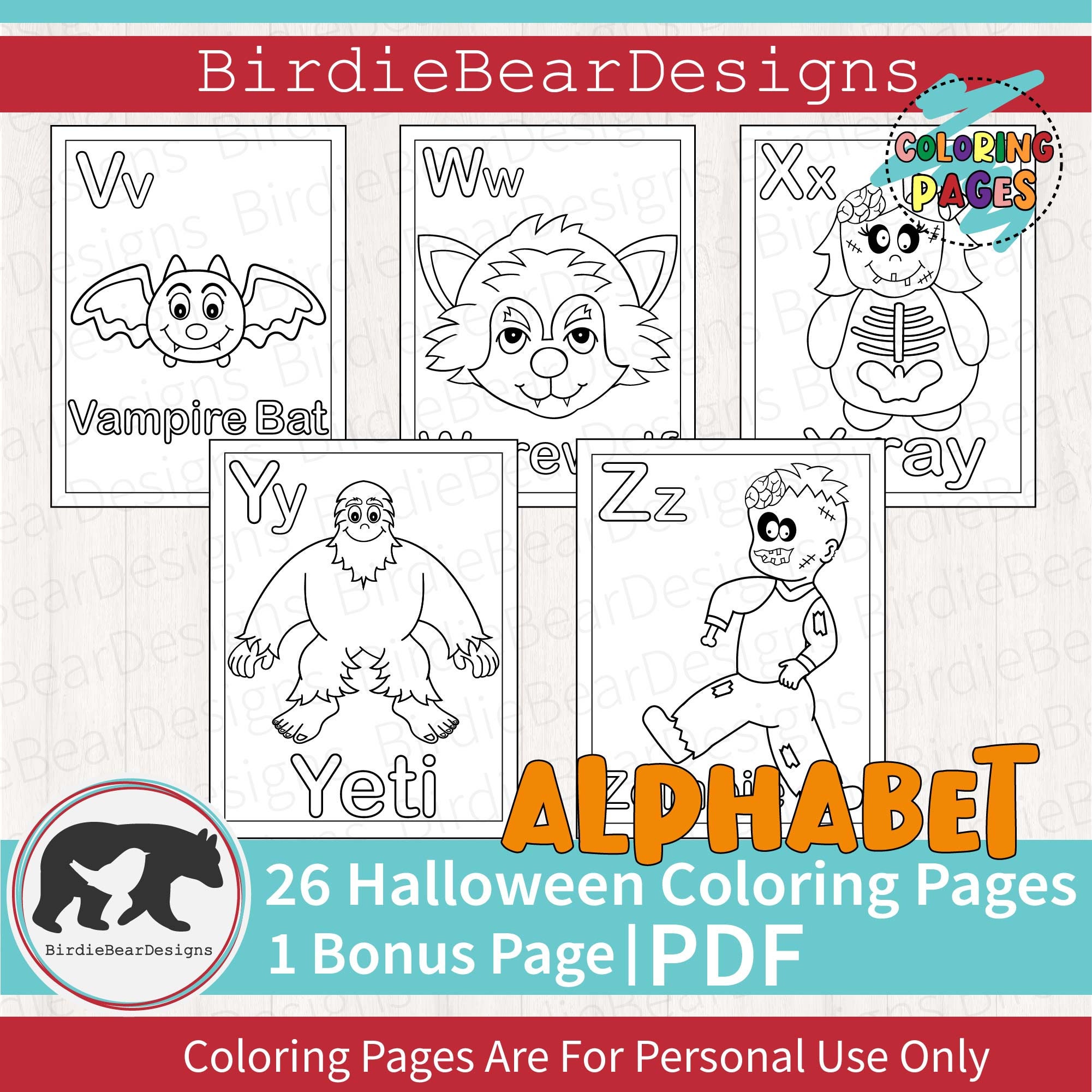 Halloween Coloring Pages Alphabet Coloring Pages Halloween - Etsy