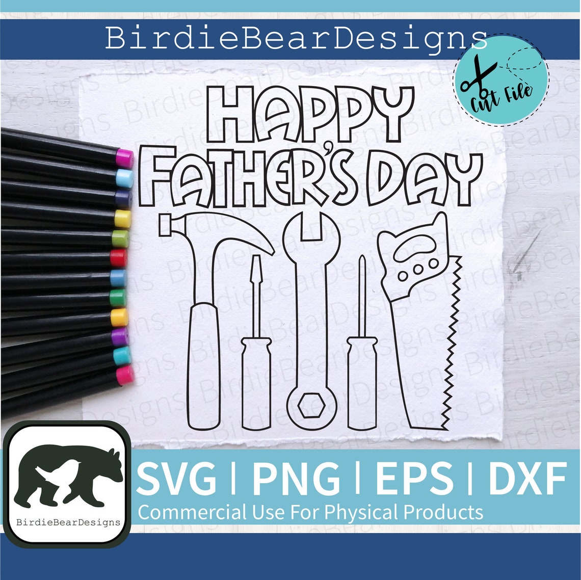 Fathers Day Coloring SVG Tools Svg Happy Fathers Day Svg | Etsy