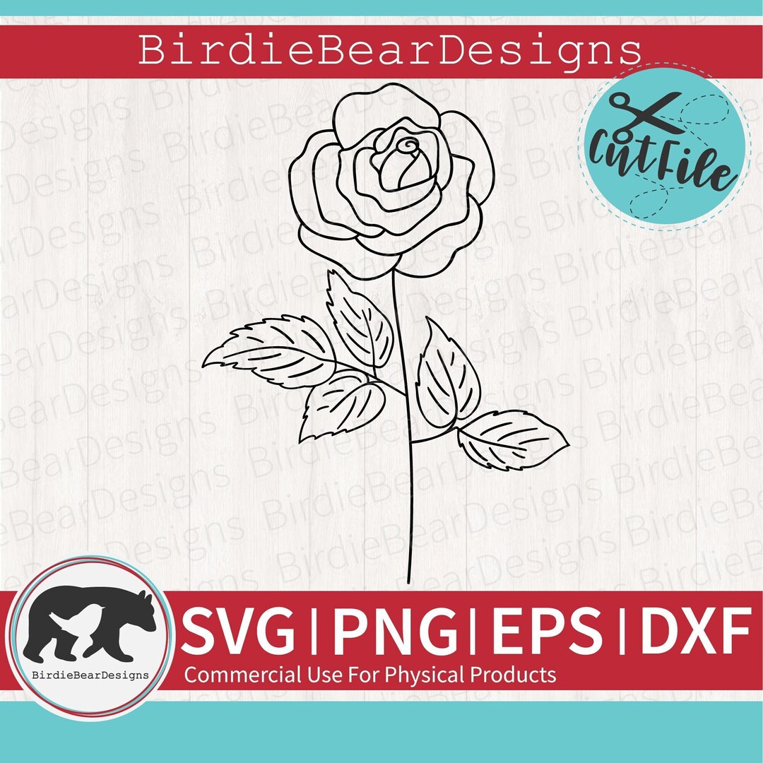 Rose Svg, Rose Clipart, Rose Flower Svg, Rose Line Art, Rose Png, Red ...