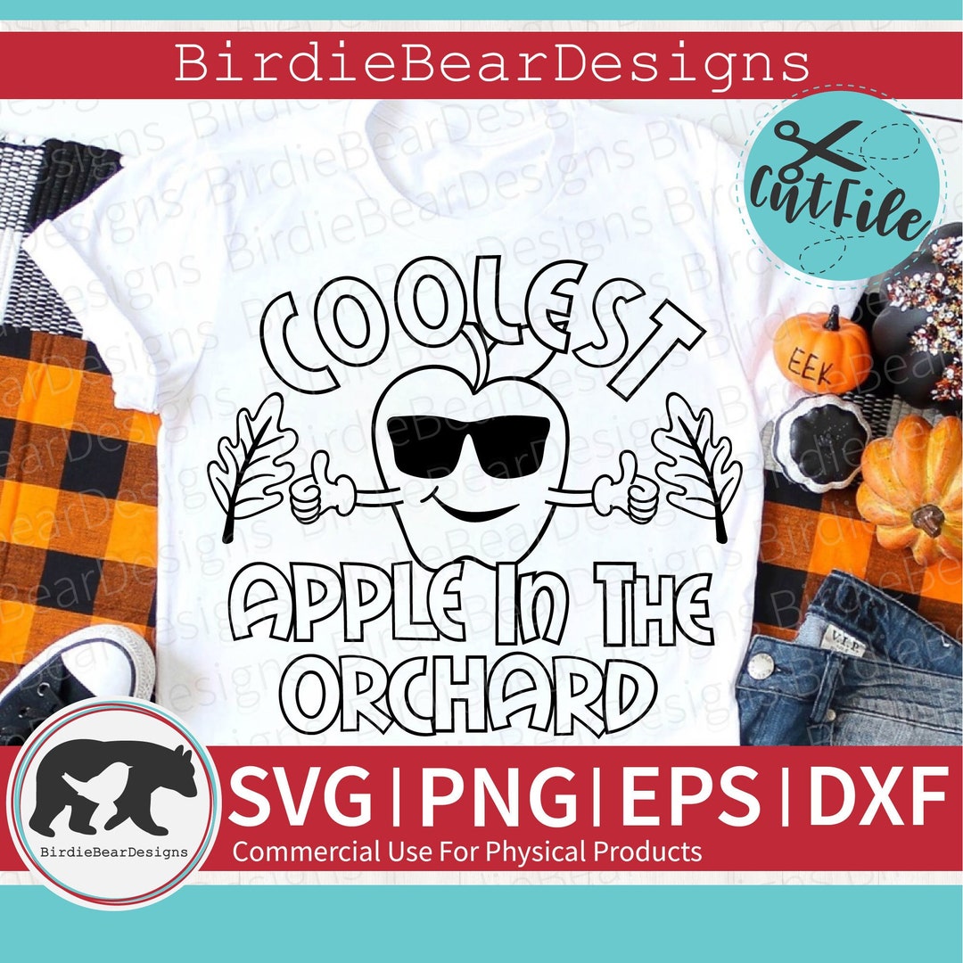 Coolest Apple in the Orchard Svg, Fall Coloring Svg, Cutest Apple Svg ...