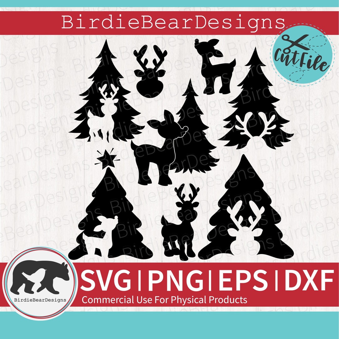 Christmas Tree Silhouette SVG - Reindeer Christmas Svg - Reindeer SVG ...