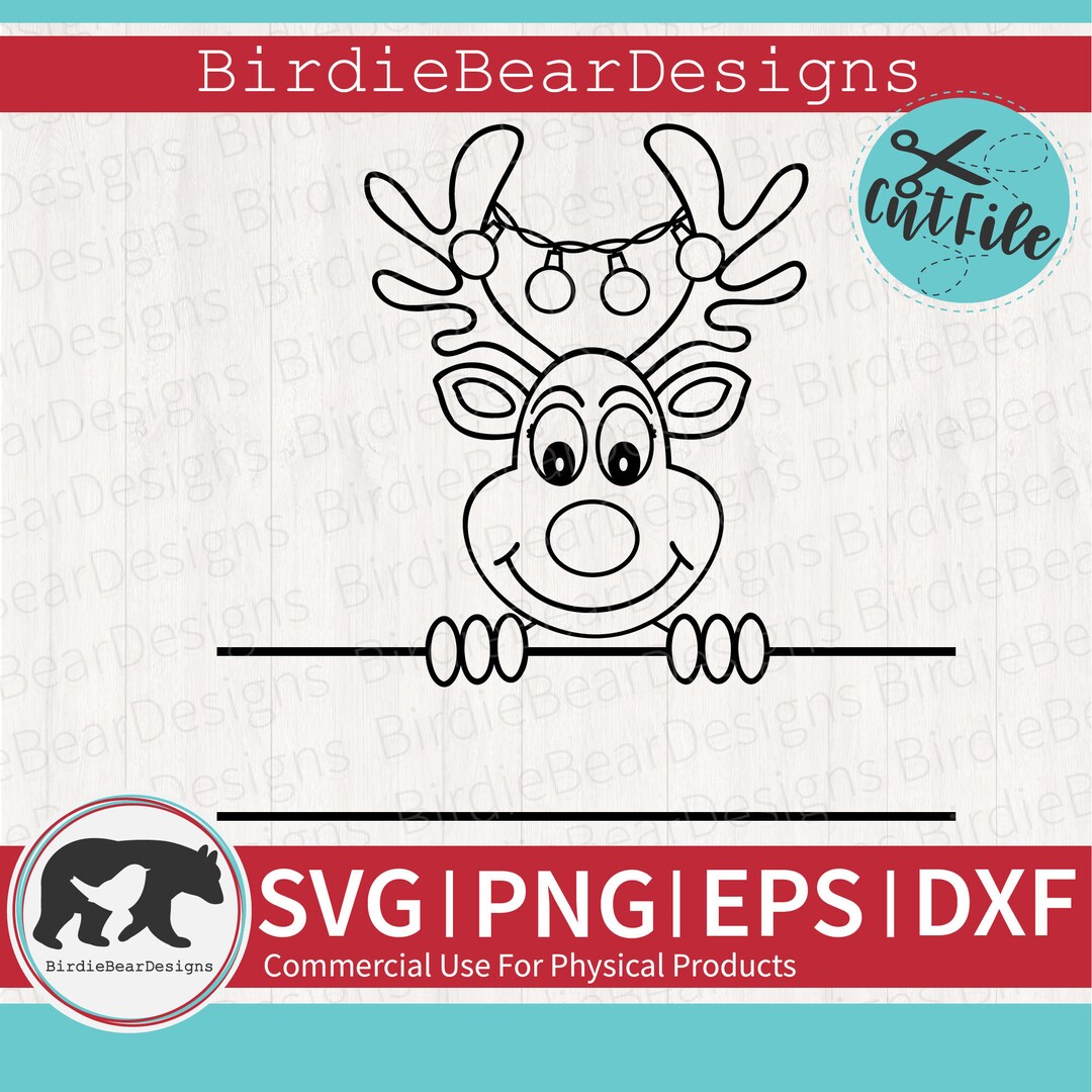 Christmas Coloring Svg, Reindeer Svg, Split Name Frame Svg, Reindeer ...