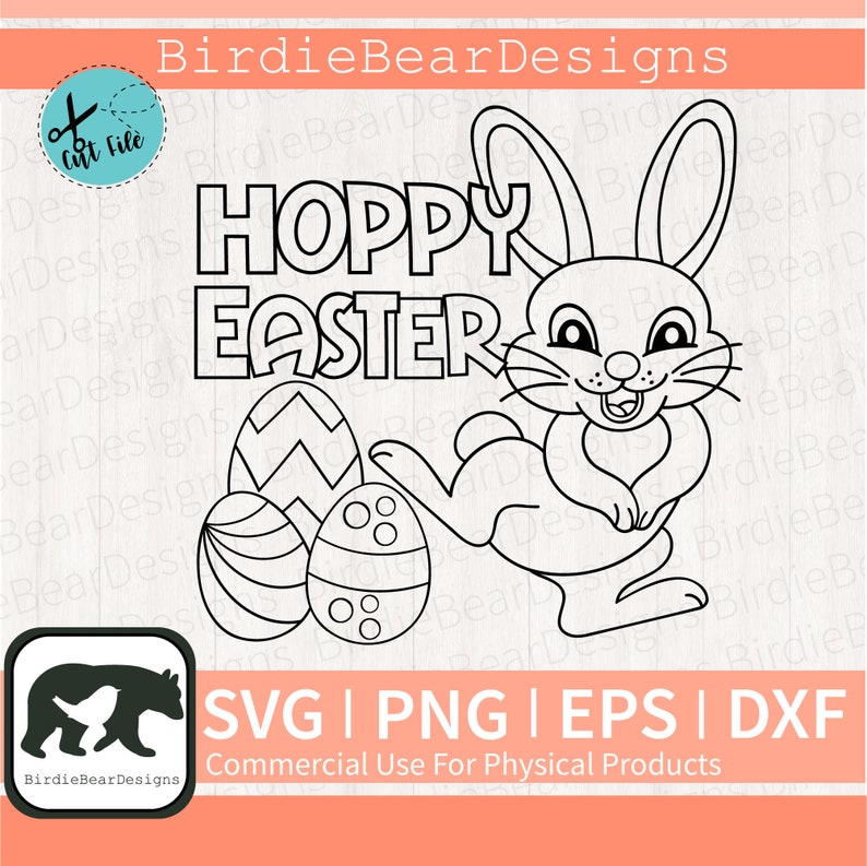 Hoppy Easter SVG Easter Coloring Svg Easter Bunny Coloring - Etsy